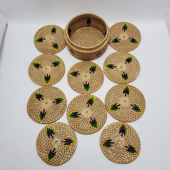 Unbranded | Kitchen | Woven Vintage Raffia Trivets Hot Plate Pads With ...